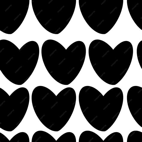 Premium Vector Heart Romantic Doodle Seamless Pattern With Black Hearts