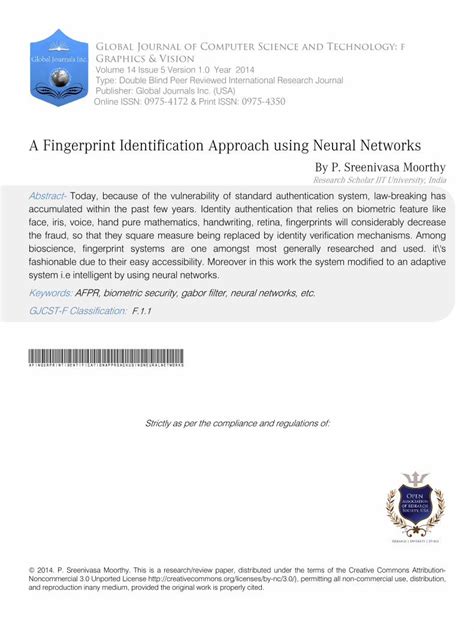Pdf A Fingerprint Identification Approach Using Neural Networks · A
