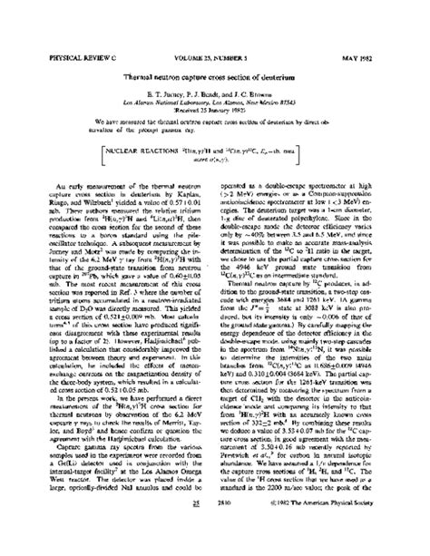 Pdf Thermal Neutron Capture Cross Section Of Deuterium