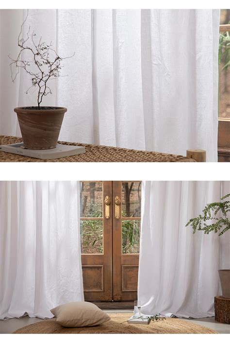 프렌치 린넨 커튼 화이트 마리하우스