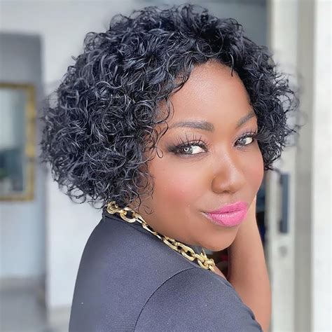 Hanne Fashion Short Curly Human Hair Wig For Black Women