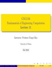 LECTURE11 Pdf GNG1106 Fundamentals Of Engineering Computation Lecture