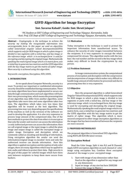 irjet gsvd algorithm for image encryption pdf