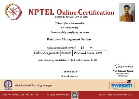 Raj R On Linkedin Nptel Dbms Certificate Learningjourney