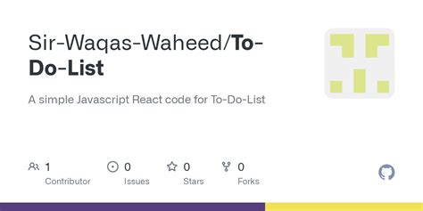 GitHub Sir Waqas Waheed To Do List A Simple Javascript React Code