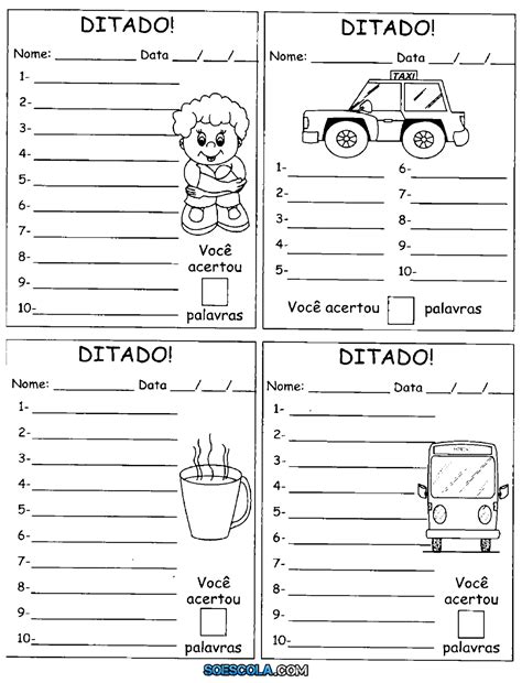 Modelos De Folhas Para Ditado SÓ Escola