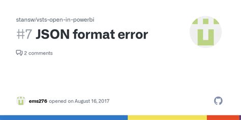 json format error · issue 7 · stansw vsts open in powerbi · github