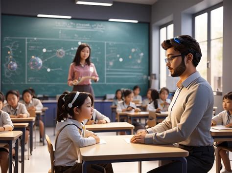 Premium Ai Image 3d Teacher In The Classroom Generative Ai