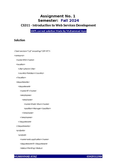 Cs311 Correct Assignment Solution Assignment No 1 Semester Fall