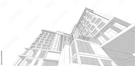 Architecture Background Perspective 3d Wireframe Of Building Design And 3d Model My Own Stock