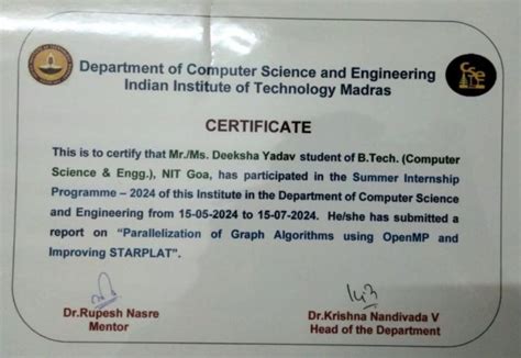 Deeksha Yadav On Linkedin Iitmadras Computerscience Graphalgorithms Parallelcomputing