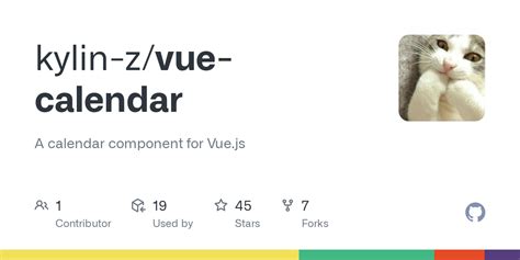 Github Kylin Z Vue Calendar A Calendar Component For Vue Js