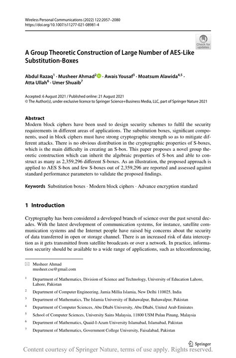 A Group Theoretic Construction Of Large Number Of Aes Like Substitution Boxes Request Pdf