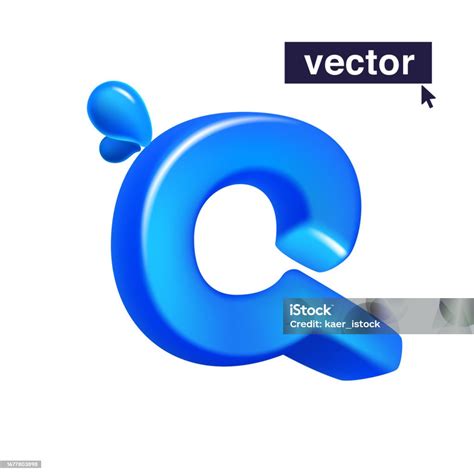 Letter Q 로고는 파란색의 맑은 물과 이슬 방울로 만든 만화 큐빅 스타일로 3d 렌더링됩니다 3차원 형태에 대한 스톡 벡터 아트 및 기타 이미지 Istock