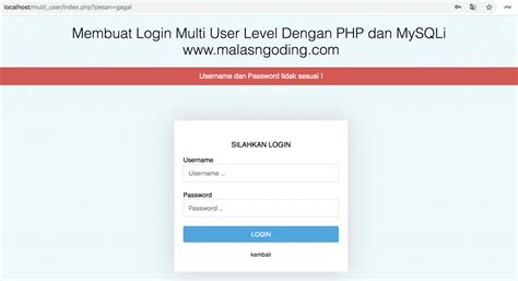 Membuat Login Multi User Level Dengan Php Dan Mysqli Malas Ngoding