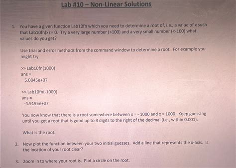 Solved Lab 10 ﻿non Linear Solutionsyou Have A Given