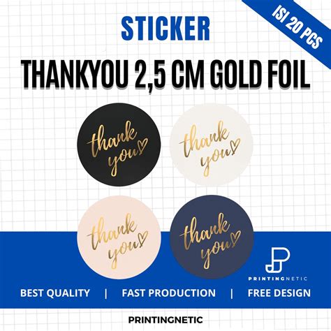 Jual Sticker Thankyou Gold Foil 25 Cm Isi 20 Per Pack 4 Warna Label