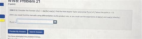 Solved 1 Point Problem 21 Consider The Function