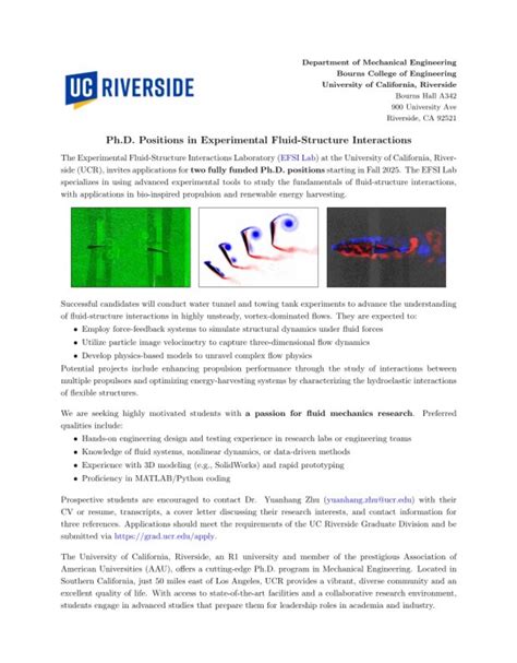 Phd Positions In Experimental Fluid Structure Interactions The Experimental Fluid Structure