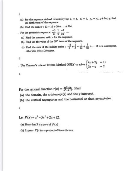 Solved 5 A For The Sequence Defined Recursively By