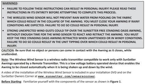 Installing And Operating The Wireless Wind Sensor For Your Sunsetter Awning Massachusetts Awning