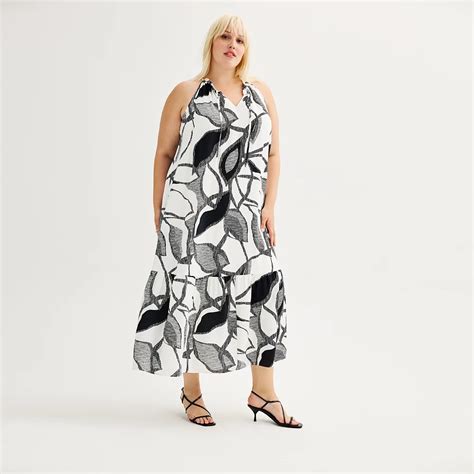 Plus Size Nine West Tiered Peasant Maxi Dress