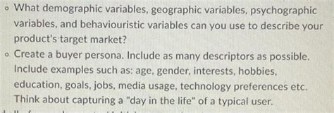 Solved • What Demographic Variables Geographic Variables