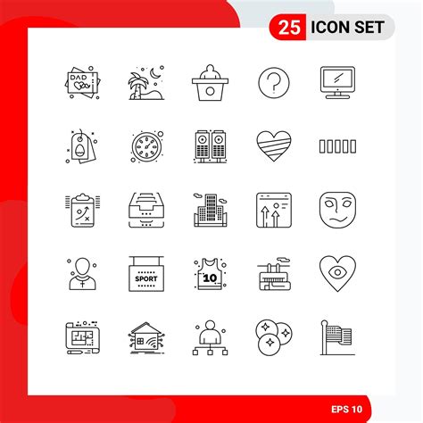 25 User Interface Line Pack Of Modern Signs And Symbols Of Imac Monitor Presentation Computer Ui