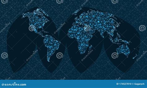 World Map Interrupted Sinusoidal Projection Vector Illustration 169750996