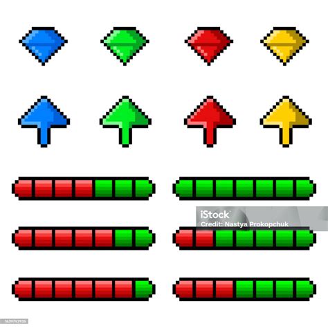 Set Of Pixel Elements For Navigation And Notation Editable Vector Stock Illustration Download