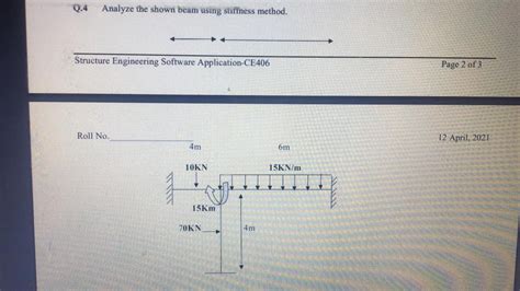 Solved Q Analyze The Shown Beam Using Stiffness Method Chegg