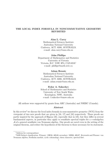 Pdf The Local Index Formula In Noncommutative Geometry Revisited