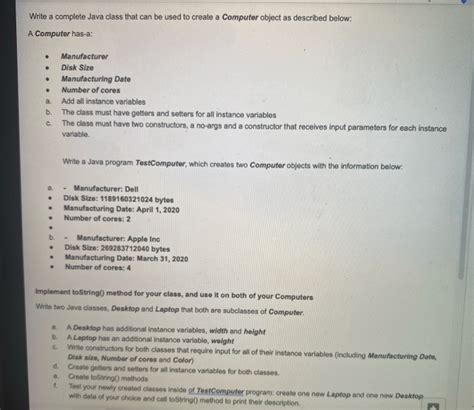 Solved Write A Complete Java Class That Can Be Used To