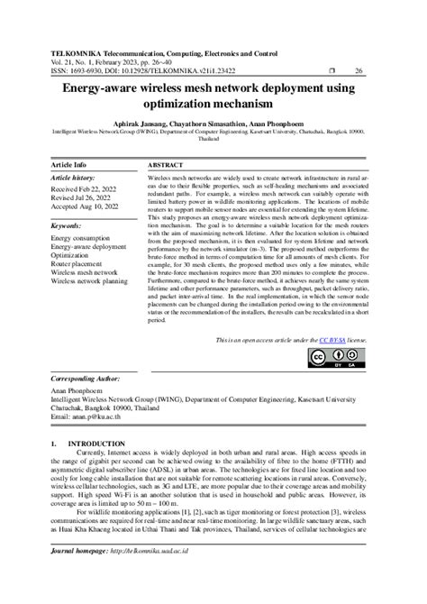 Pdf Optimizing Energy Aware Deployment In Wireless Mesh Networks
