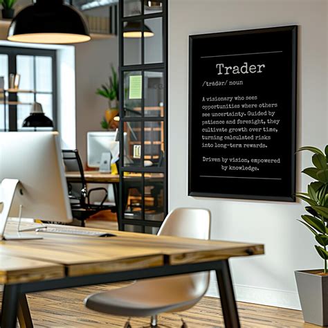 Motivational Trader Definition Noun Wall Art Canvas For Stock Forex And Crypto Trading Framed