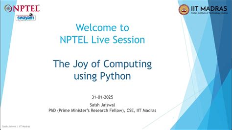 the joy of computing using python noc25 cs69 live session 2 nptel