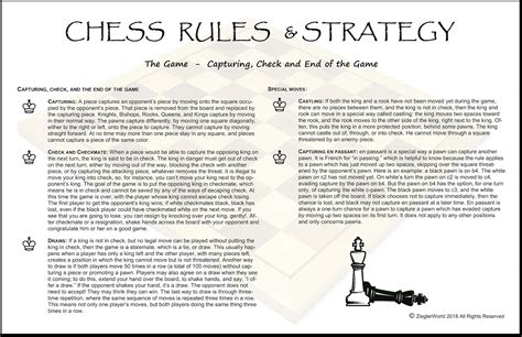 Chess Board Set Up Rules And Piece Movement Strategy Cheat Sheet Laminated Double Sided Great
