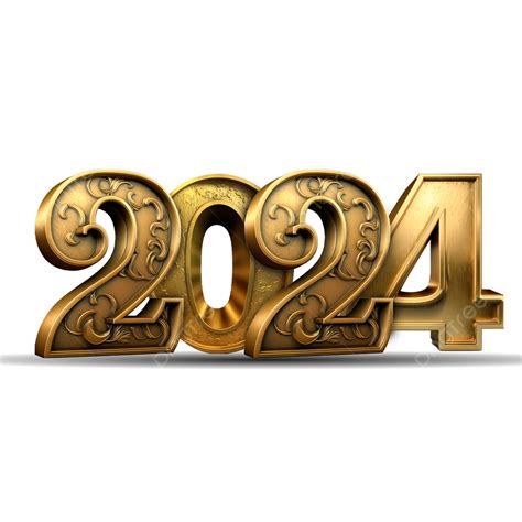 Happy New Year 2024 Golden 3d Numbers Happy New Year 2024 Golden 2024