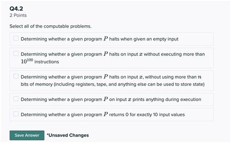 Solved Q42 2 Points Select All Of The Computable Problems