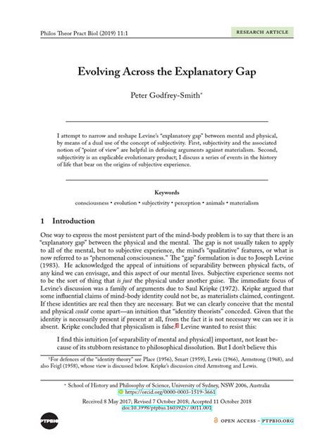 Evolving Across The Explanatory Gap Pdf