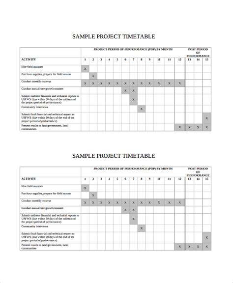 Free 6 Sample Project Timetable Templates In Pdf