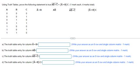 solved using truth tables prove the following statement is