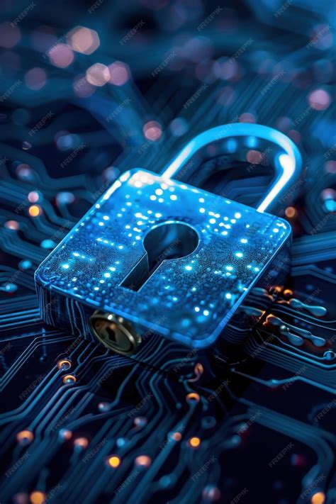 Premium Photo Closeup Of A Glowing Digital Lock On A Circuit Board Symbolizing Cybersecurity