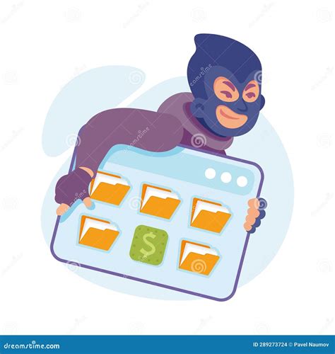 Cyber Swindler Man In Mask Hacking Internet Steal Money Vector Illustration Stock Illustration