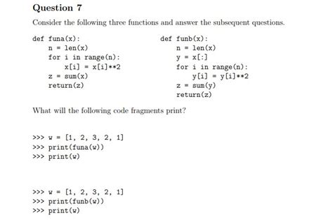 solved question 7 consider the following three functions and
