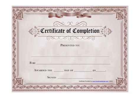 Free Printable Certificate Of Completion Templates [word Pdf]