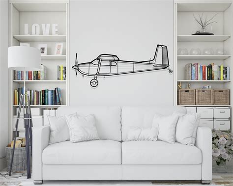 Cessna 180f Skywagon Airplane Silhouette Metal Wall Art Etsy