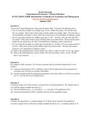 Econ Sample Exam Question Pdf Trent University Department Of Economics Babe Of Business