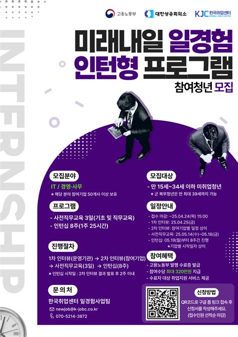 고용노동부x대상상공회의소x한국취업센터 2025 미래내일 일경험 인턴형 프로그램 참여청년 모집 공모전 대외활동 링커리어