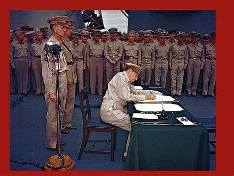 General Douglas Macarthur Signing The Japanese Instrument Of Surrender